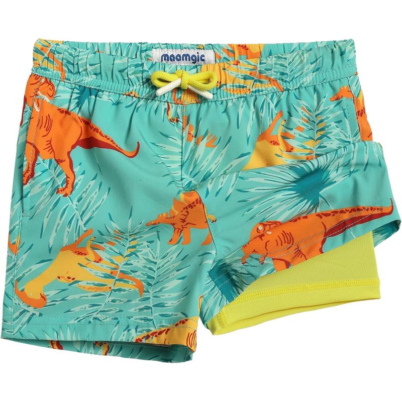 maamgic Boys Swim Trunks with Compression Liner Toddler Stretch Swim ...