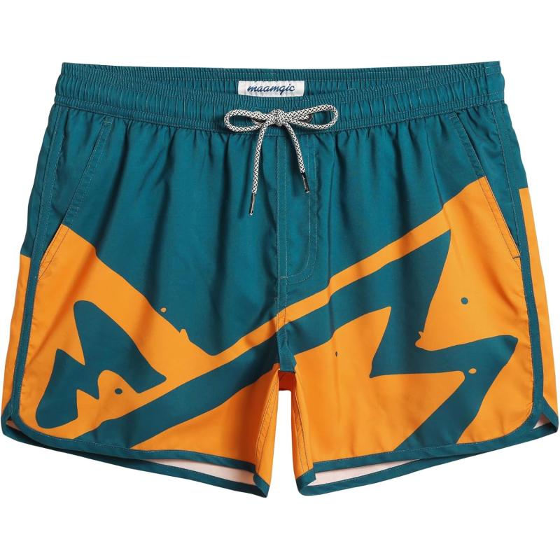 maamgic Mens Boys Short 80s 90s Vintage Swim Trunks with Mesh Lining ...