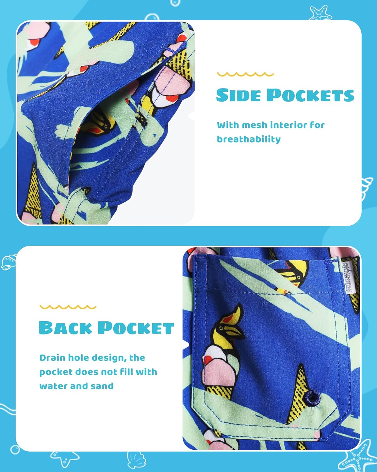 maamgic Boys Swim Trunks Stretch Quick Dry Swim Shorts Kids Bathing ...