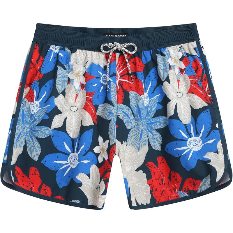 Mens 5″ Vintage Swim Trunks 80s 90s Quick Dry Swim Shorts Retro 4-Way ...