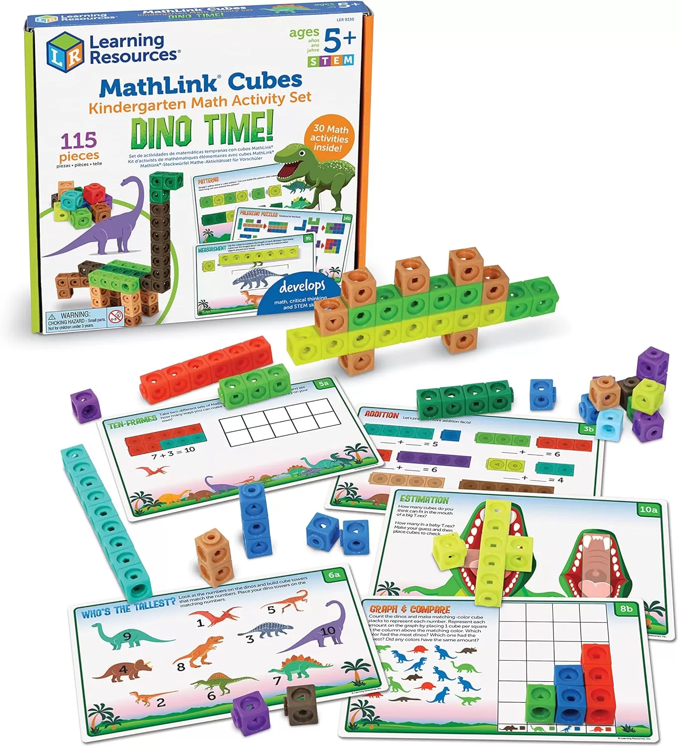 Learning Resources MathLink Cubes Brain Puzzle Challenge, 80 Pieces ...