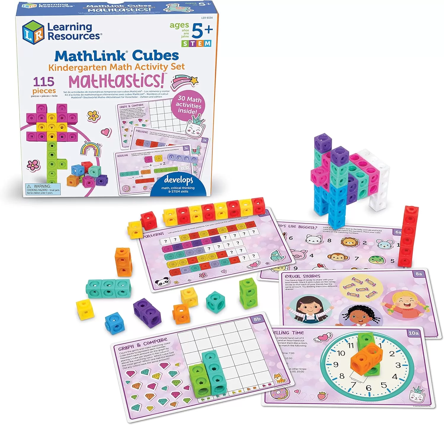 Learning Resources MathLink Cubes Brain Puzzle Challenge, 80 Pieces ...