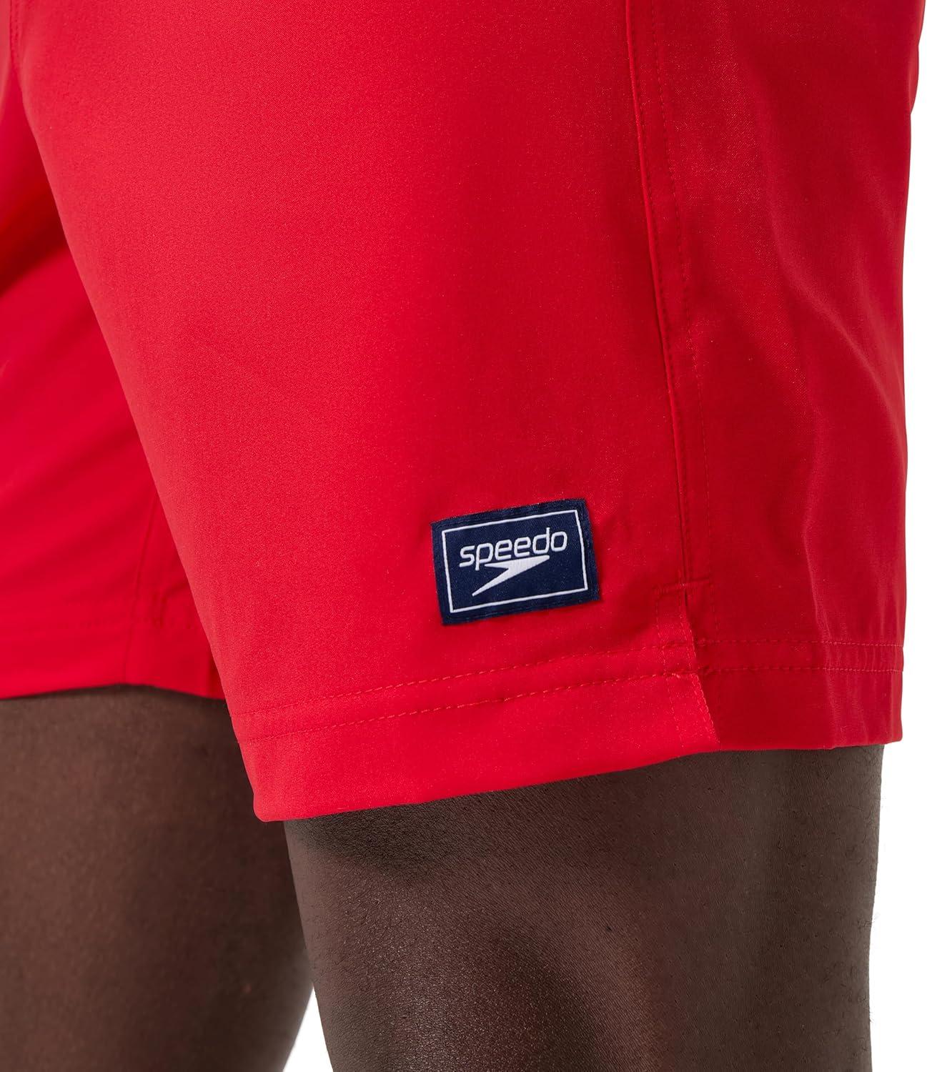 Speedo Mens Swim Trunk Mid Length Essentials Solid(18″ High Risk Red ...